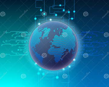 World Map Cyber Data Transformation Internet Network Connection Stock ...