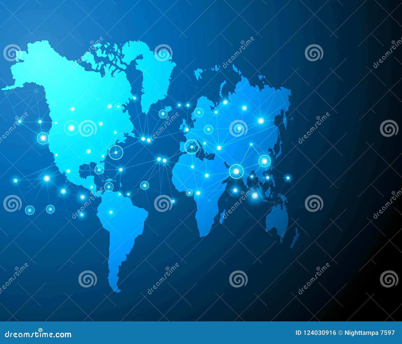 World Map Cyber Digital Bigdata Online System Business Zone Per Stock ...