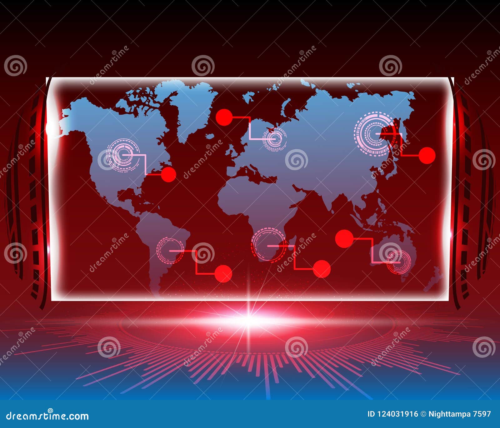 World Map Cyber Line Attack by Hacker Concept Background. Stock Vector ...