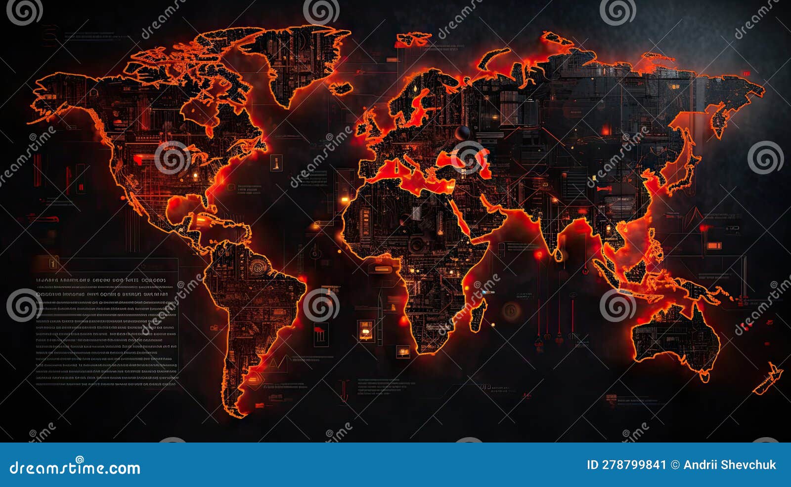 World Map Cyberpunk Background. Generative AI Stock Illustration ...