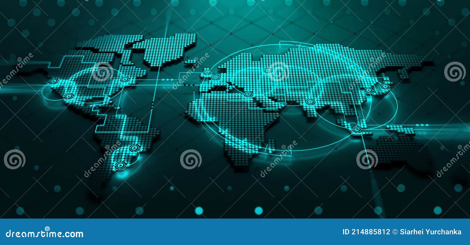 World Map, Cybertech, Abstract Internet Connection. Data Exchange ...