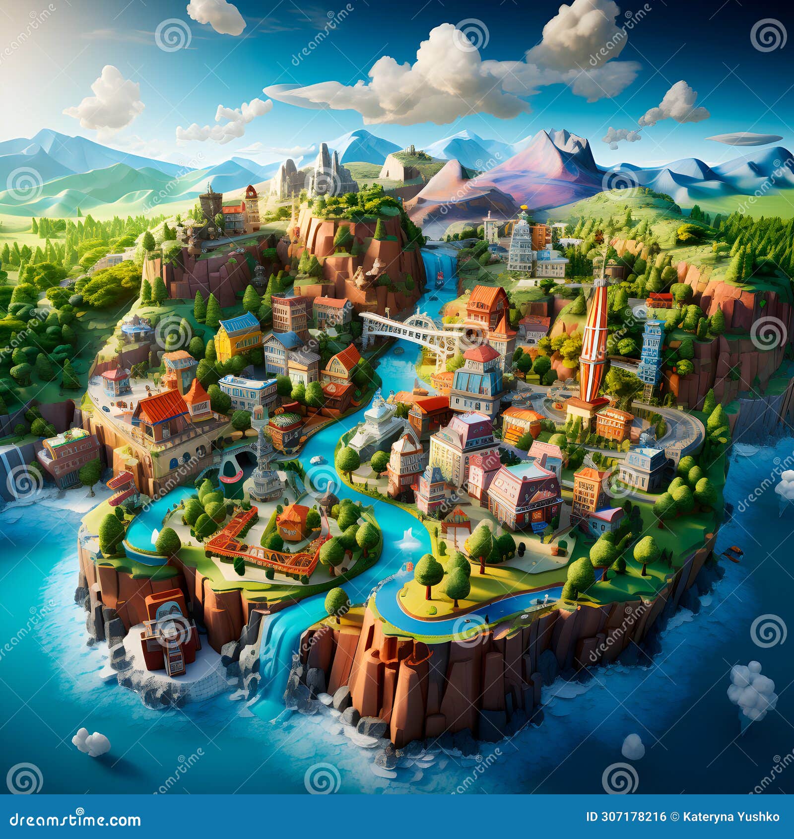 World map 3d cartoon stock illustration. Illustration of landscape ...