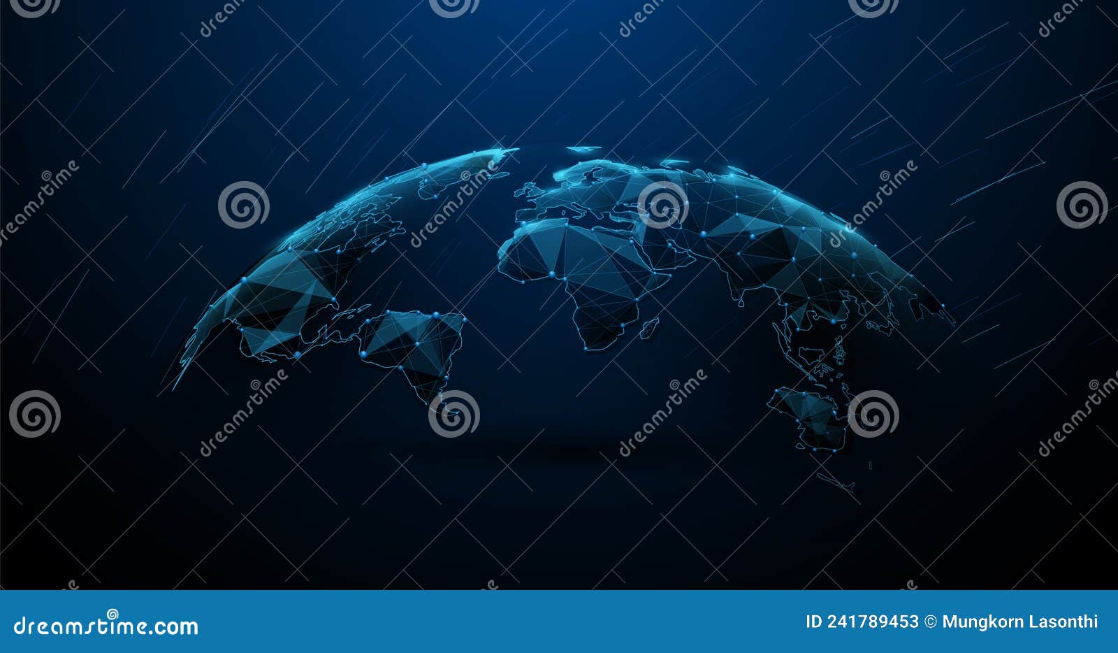 World Map. 3D Mash Line, Dot and Polygonal, Structure Design Stock ...