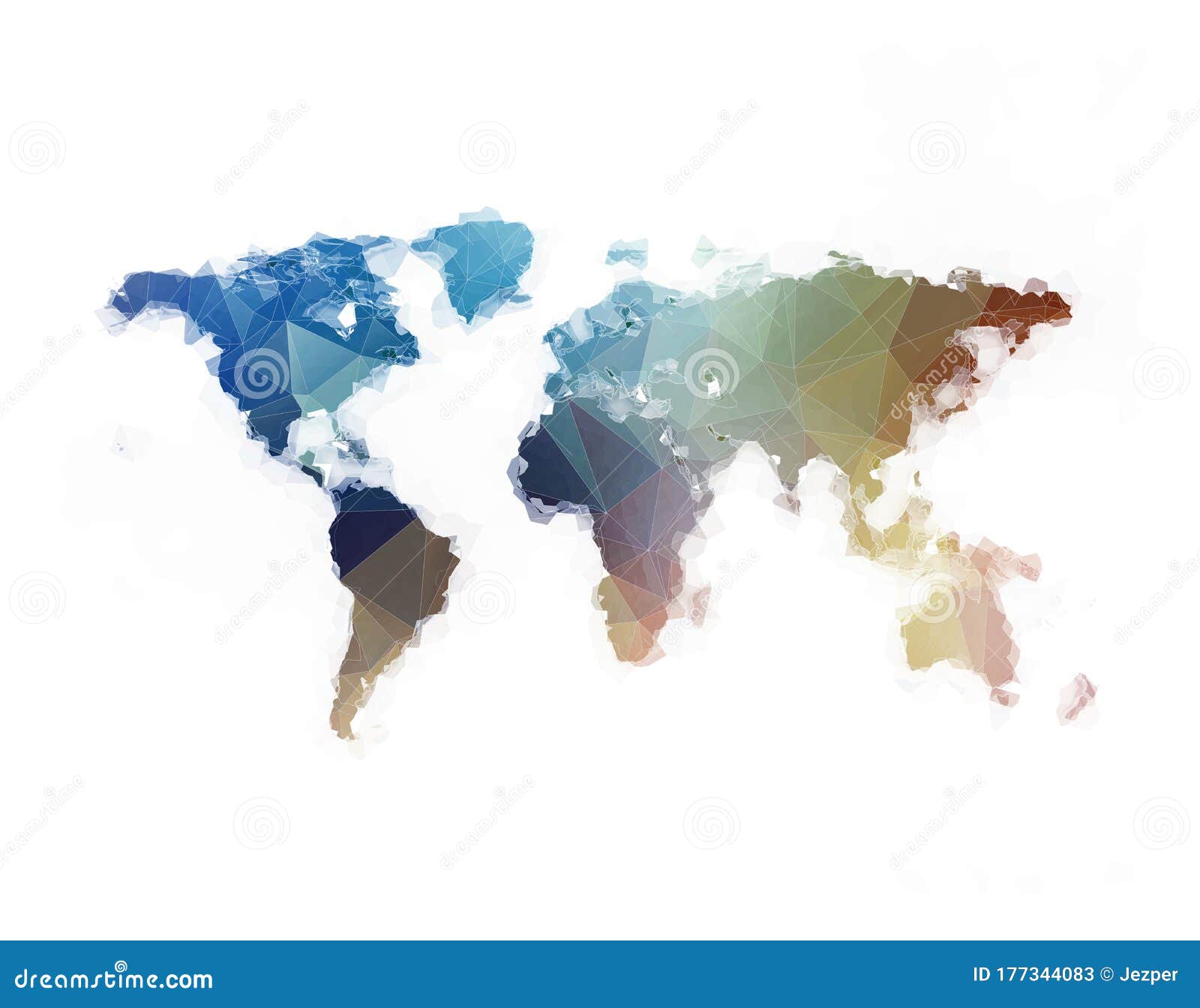 World Map 3d Polygon Multi Color Stock Illustration - Illustration of ...
