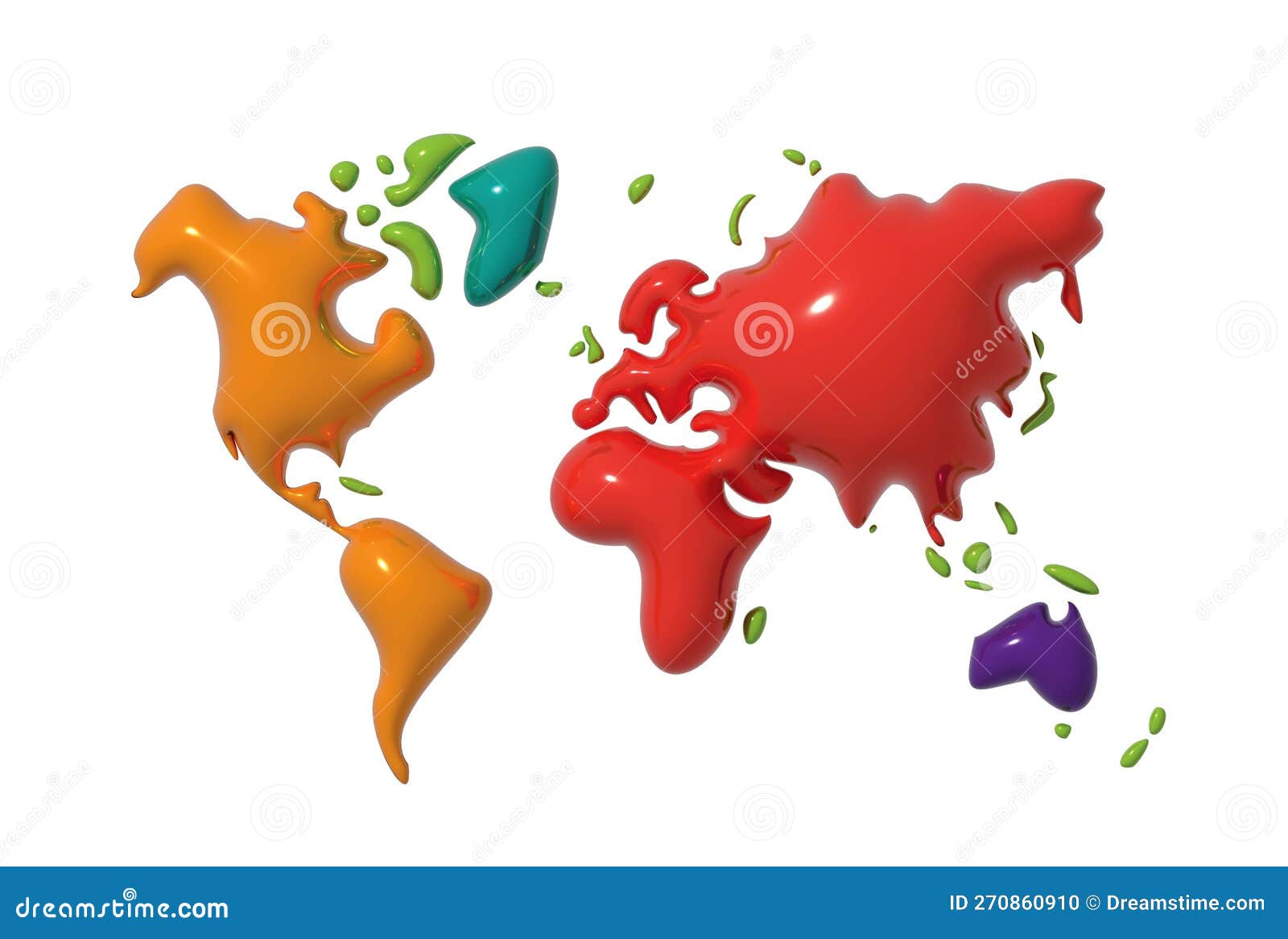 World Map 3d Render Creative Style Isolated on White Background Stock ...