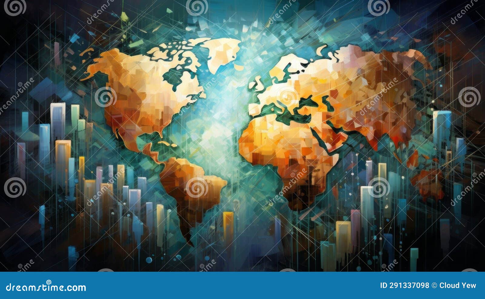 World Map on Dark Background Stock Illustration - Illustration of ...