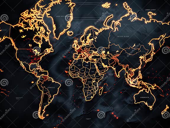 A World Map in Dark Blue and Tan. Map Concept for Pc Game Stock ...