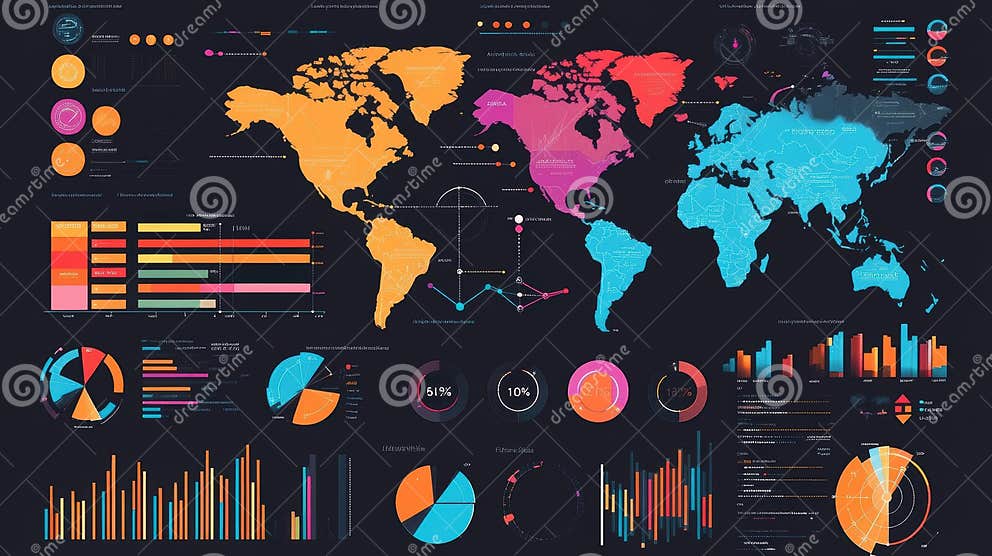 World Map Data Visualization Stock Illustration - Illustration of ...
