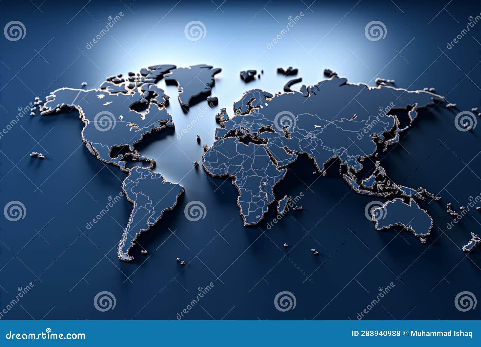 World Map Depicted in a 3D Render with Extruded Features Stock ...