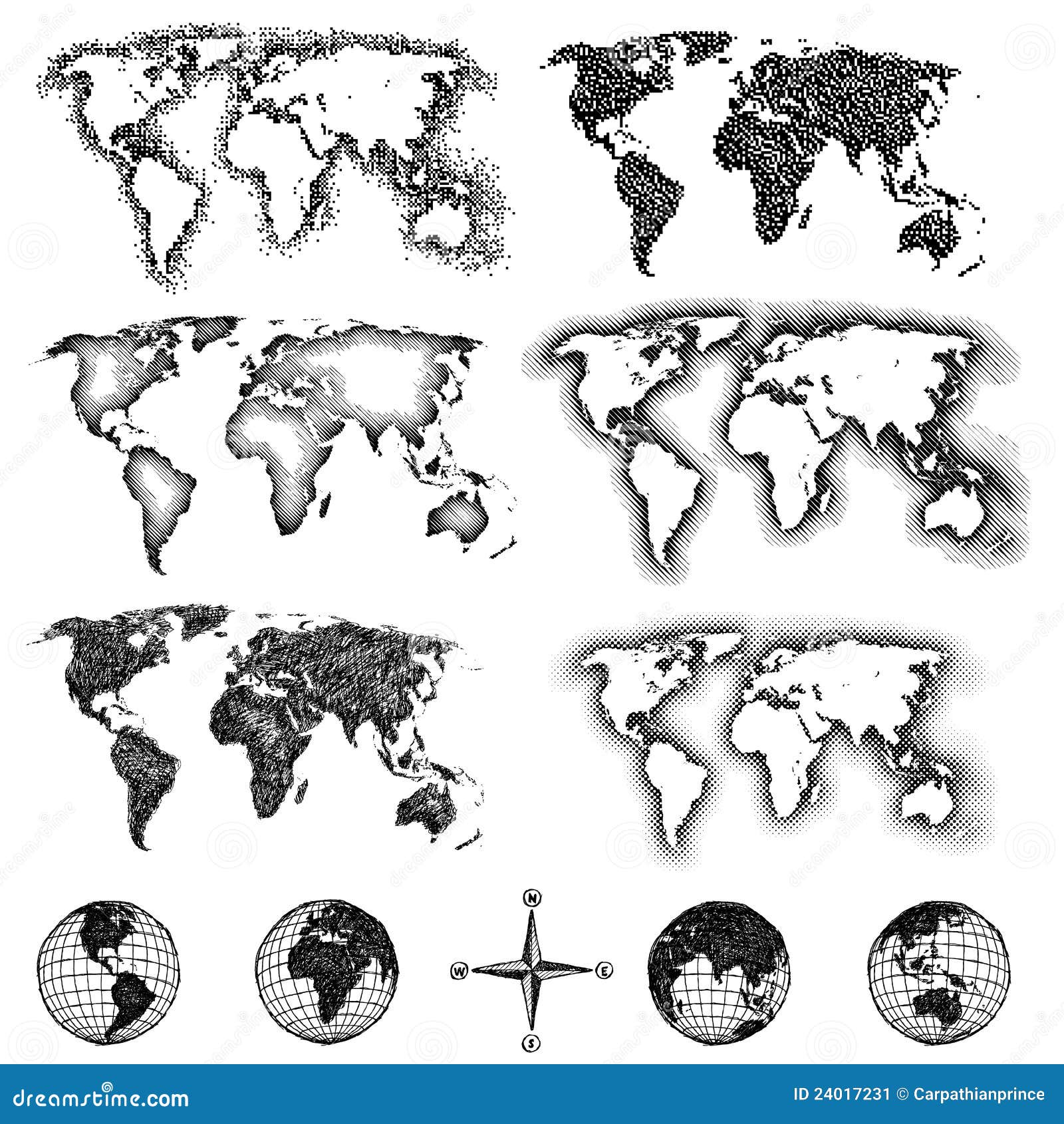 World map design elements stock vector. Illustration of compass - 24017231