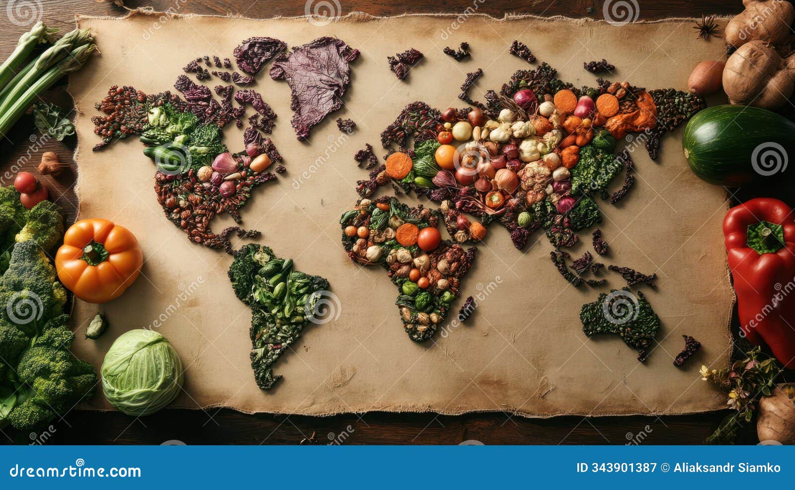 World Map Design Made with Vegetables Stock Illustration - Illustration ...
