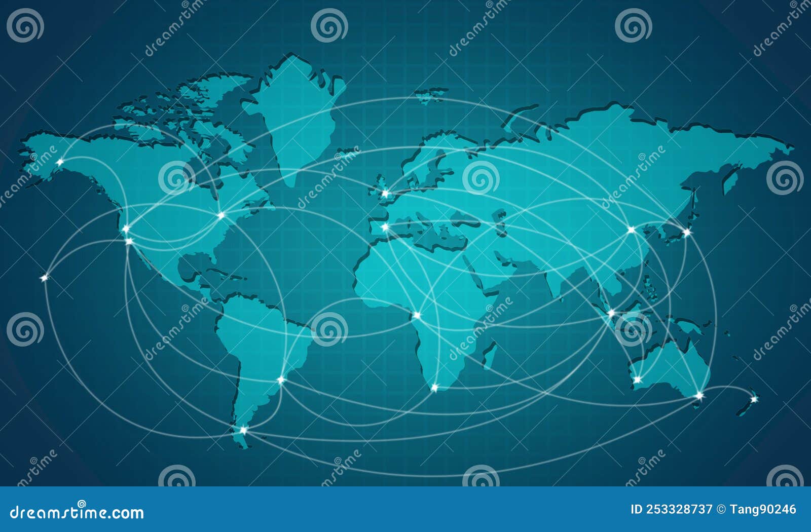 World Map with Destination Marker Dots Stock Illustration ...