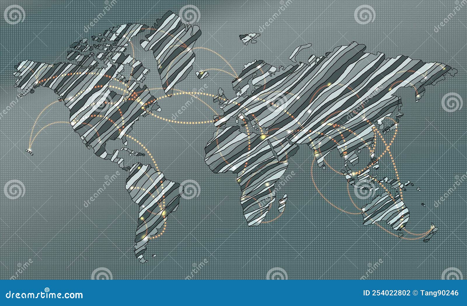 World Map with Destination Marker Dots Stock Illustration ...