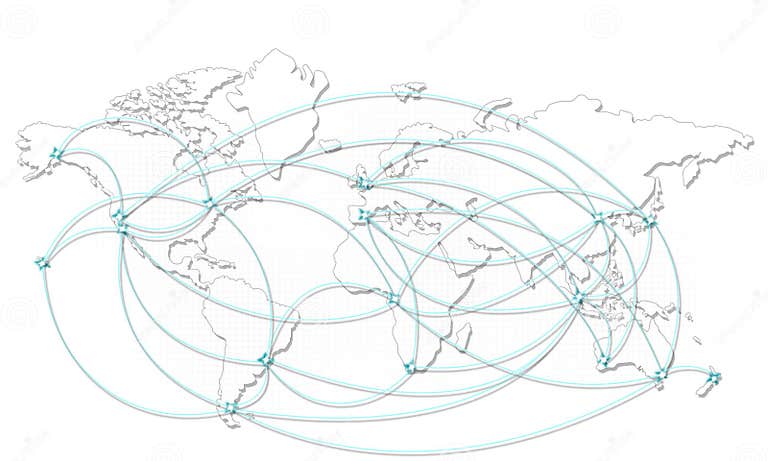 World Map with Destination Marker Dots Stock Illustration ...