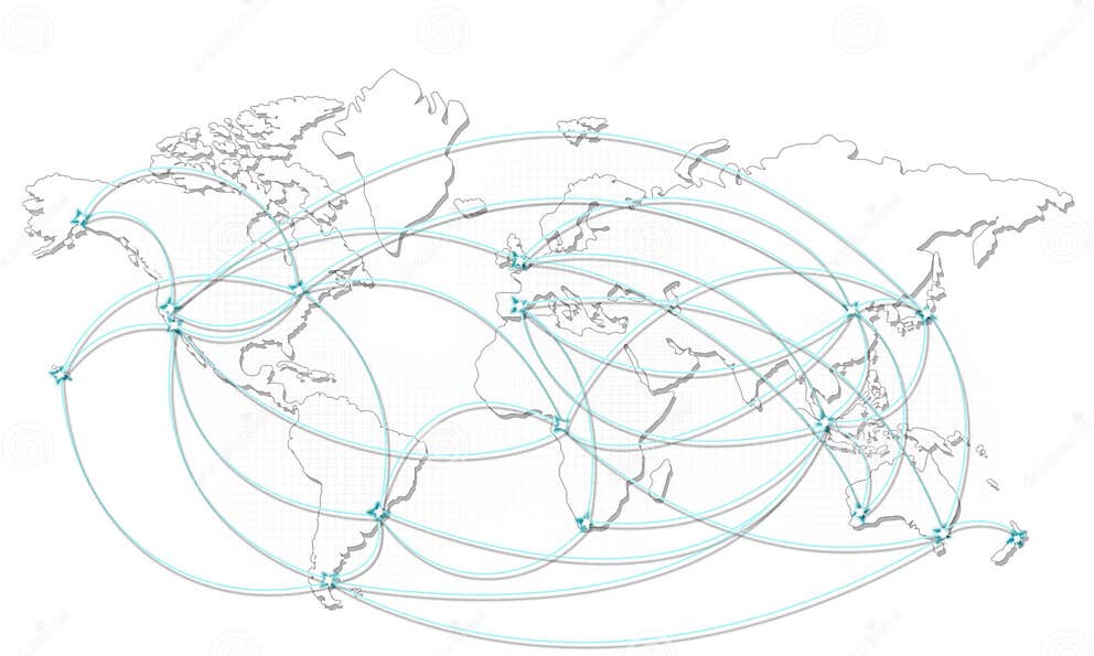 World Map with Destination Marker Dots Stock Illustration ...