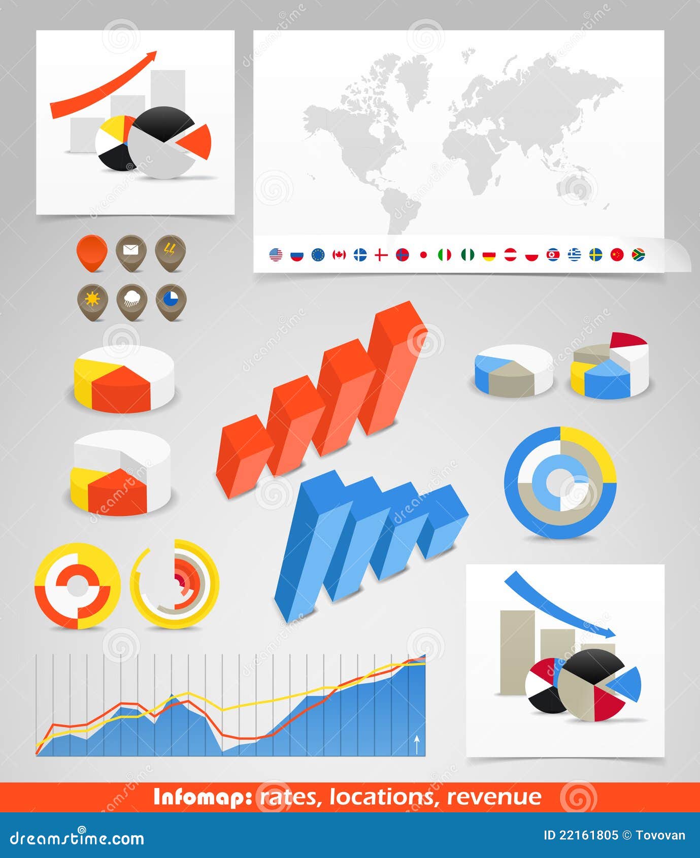 World Map with Different Symbols Stock Vector - Illustration of object ...