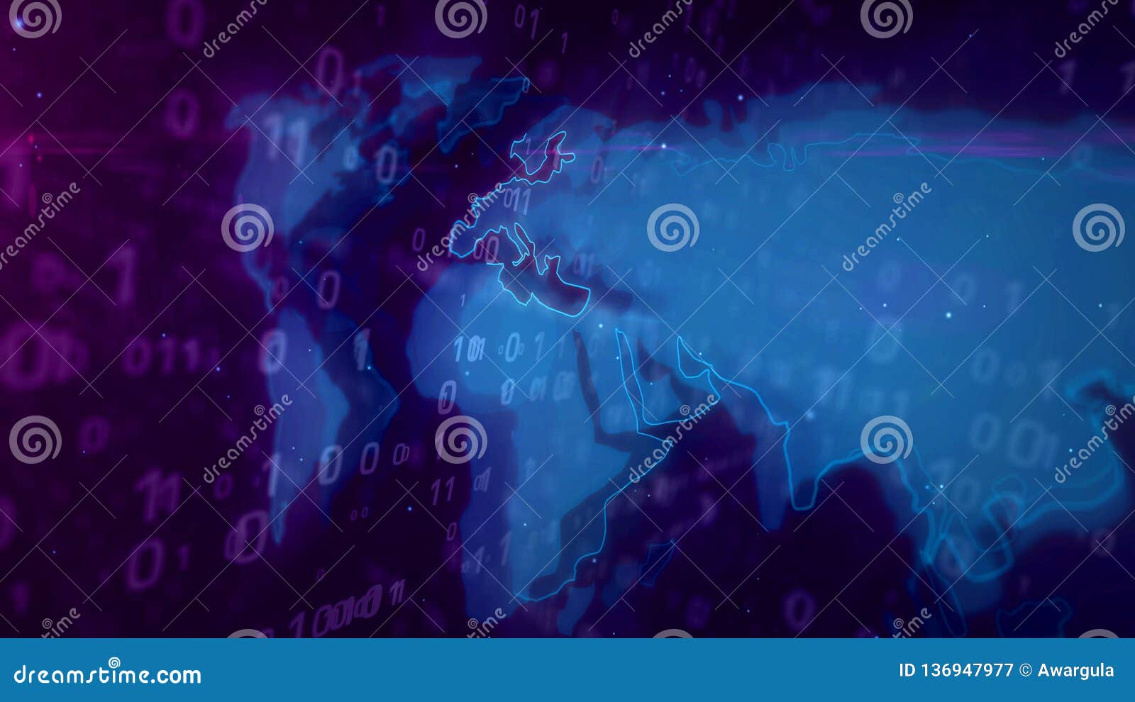 Cyberspace Digital Concept with World Map 3D Illustration Stock ...
