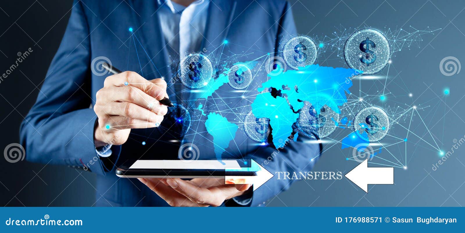 World Map and Digital Money Transfers Concept Stock Image - Image of ...