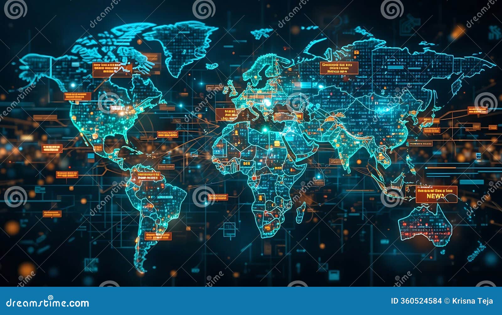 World Map Digital Network Connection with Data Visualization and Global ...