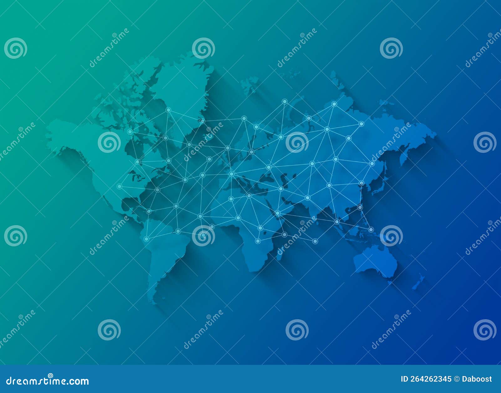 World Map and Digital Network Illustration on a Blue Background Stock ...