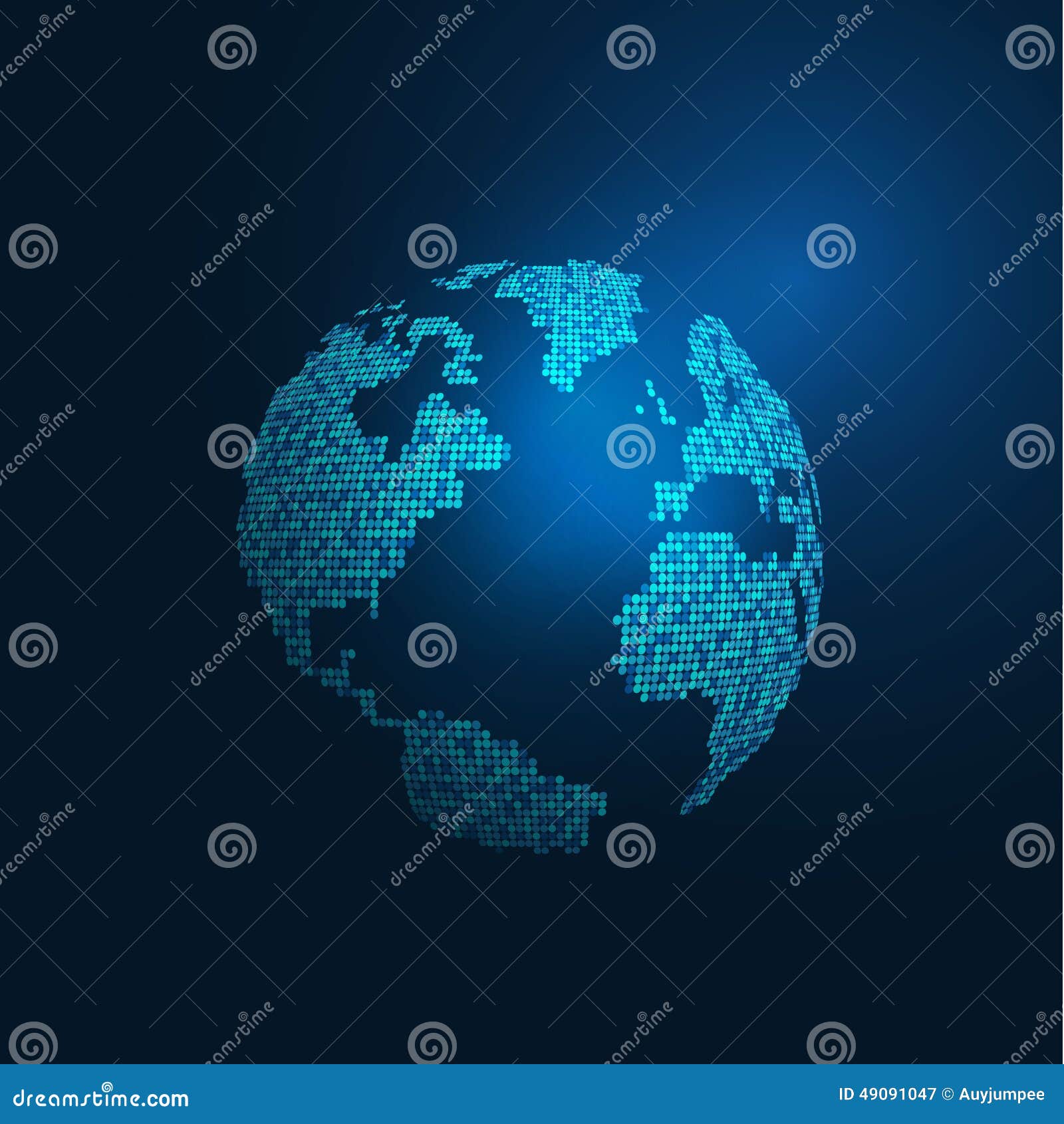 World Map Digital Tech Concept Isolate on Blue Background, Vector Stock ...