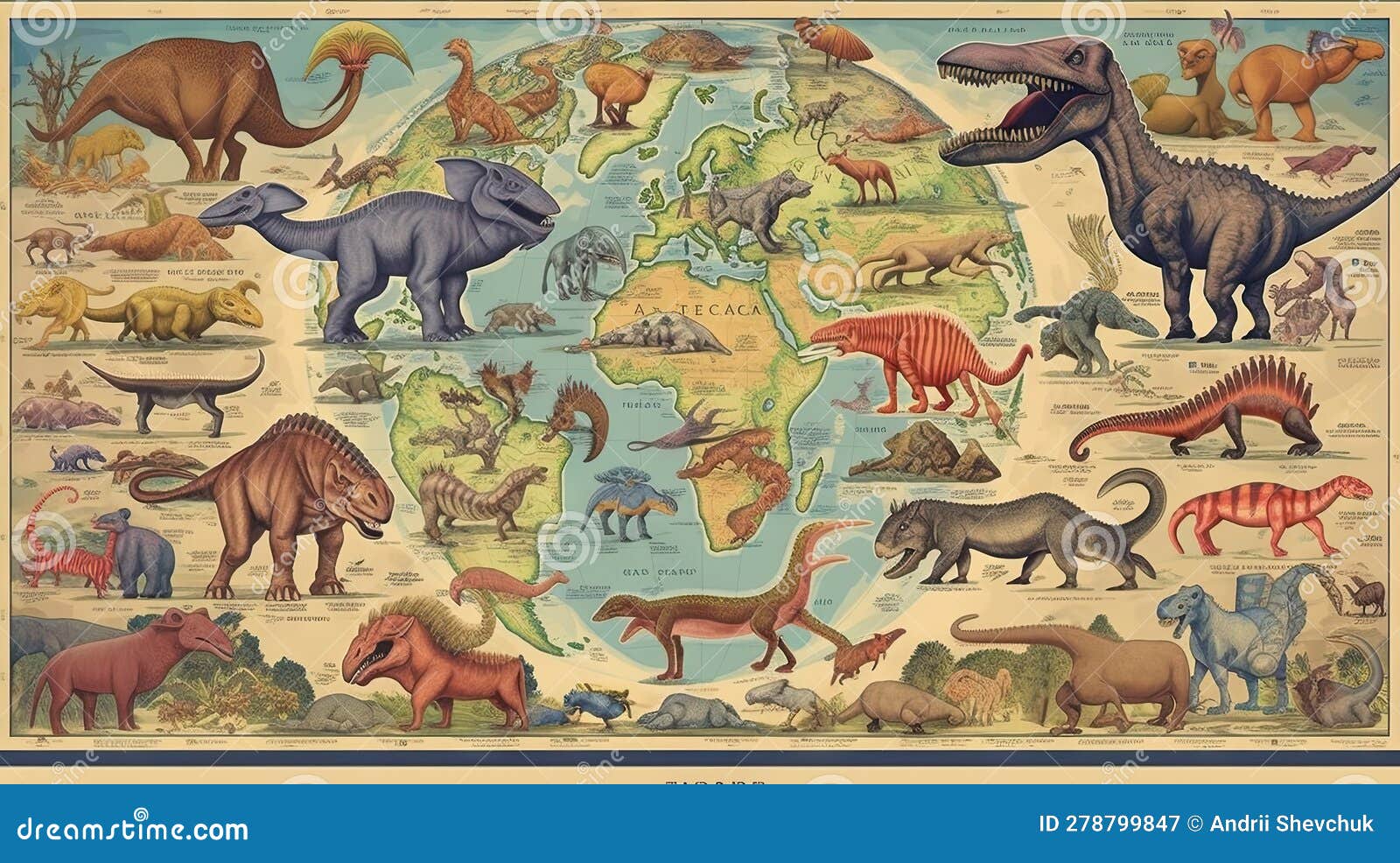 World Map Dinosaur Age Background. Generative AI Stock Illustration ...
