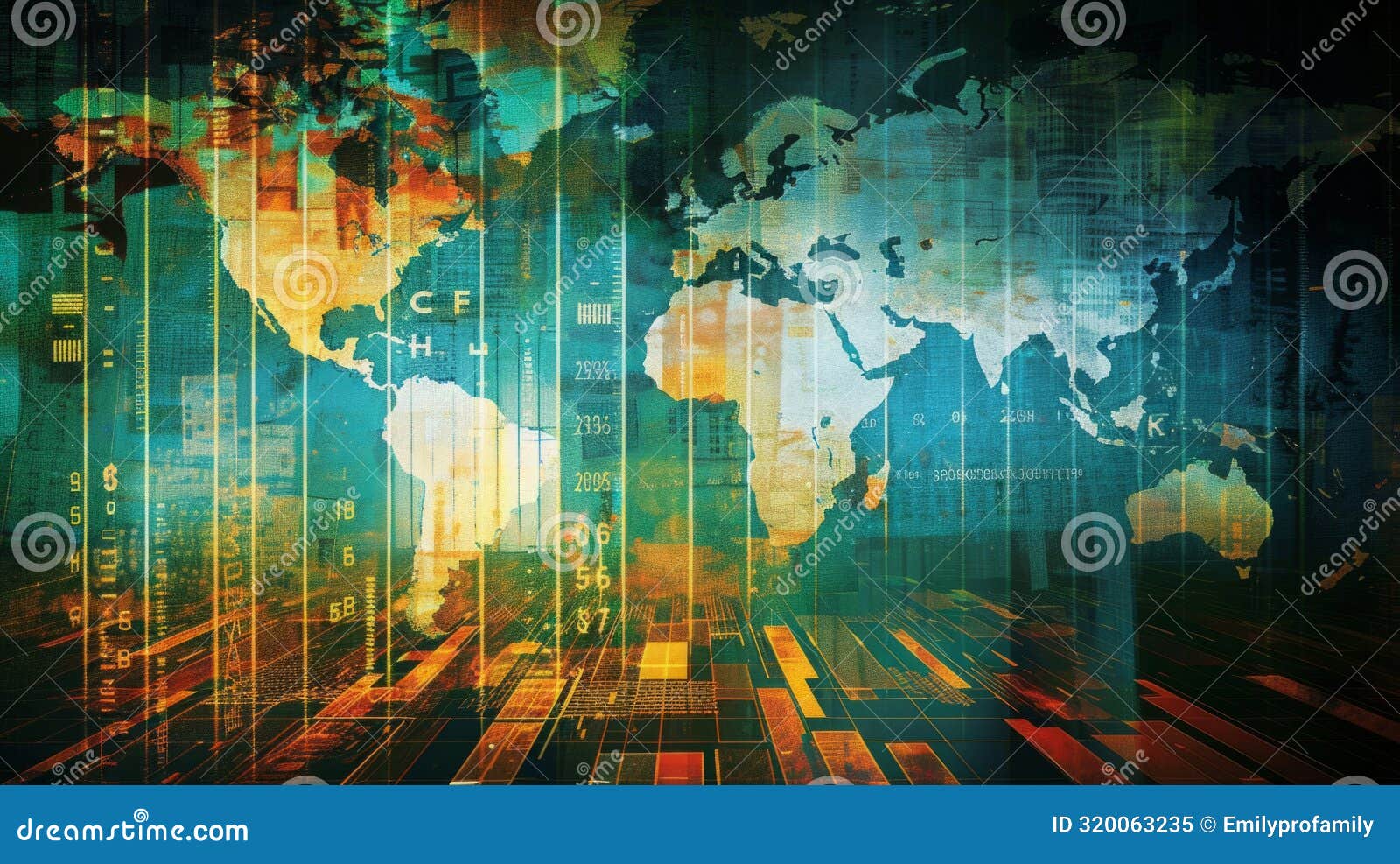 World Map on Colorful Background Stock Image - Image of atlas ...