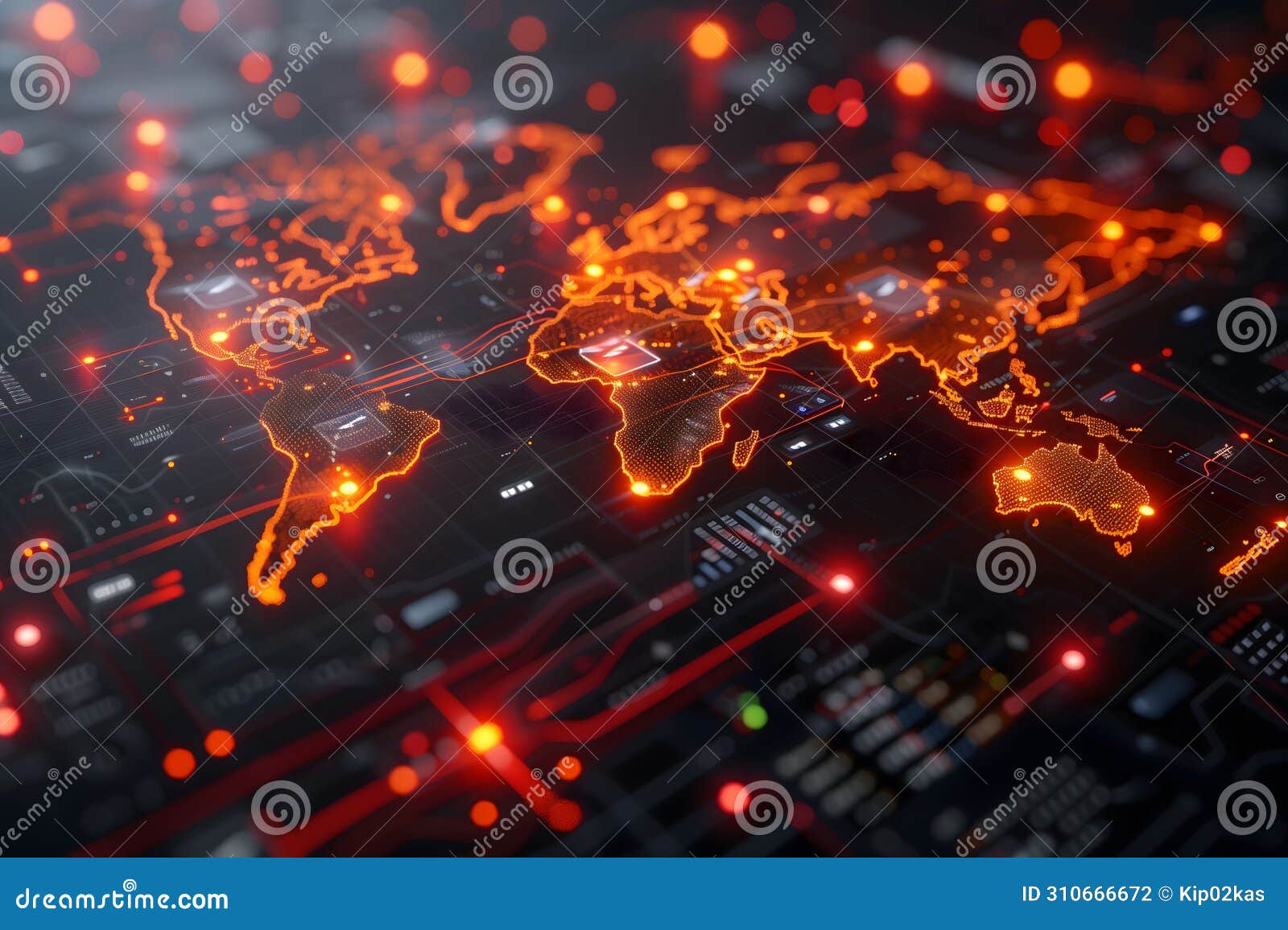 World Map Displayed on Computer Screen Generative AI Stock Illustration ...