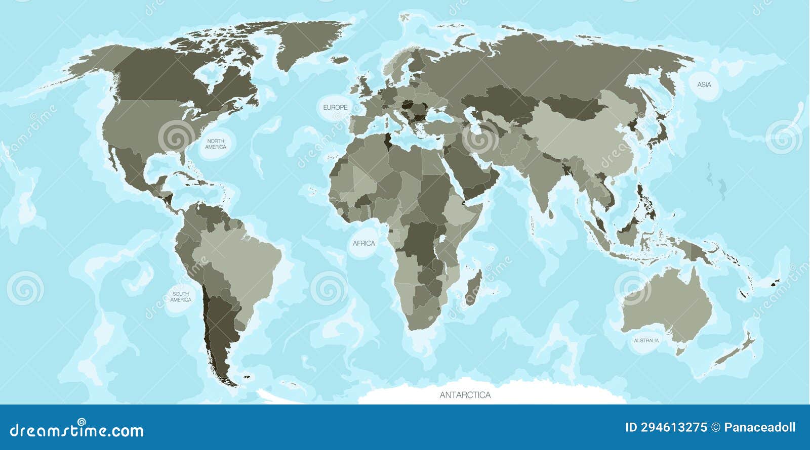 The World Map Divided by Countries Stock Illustration - Illustration of ...