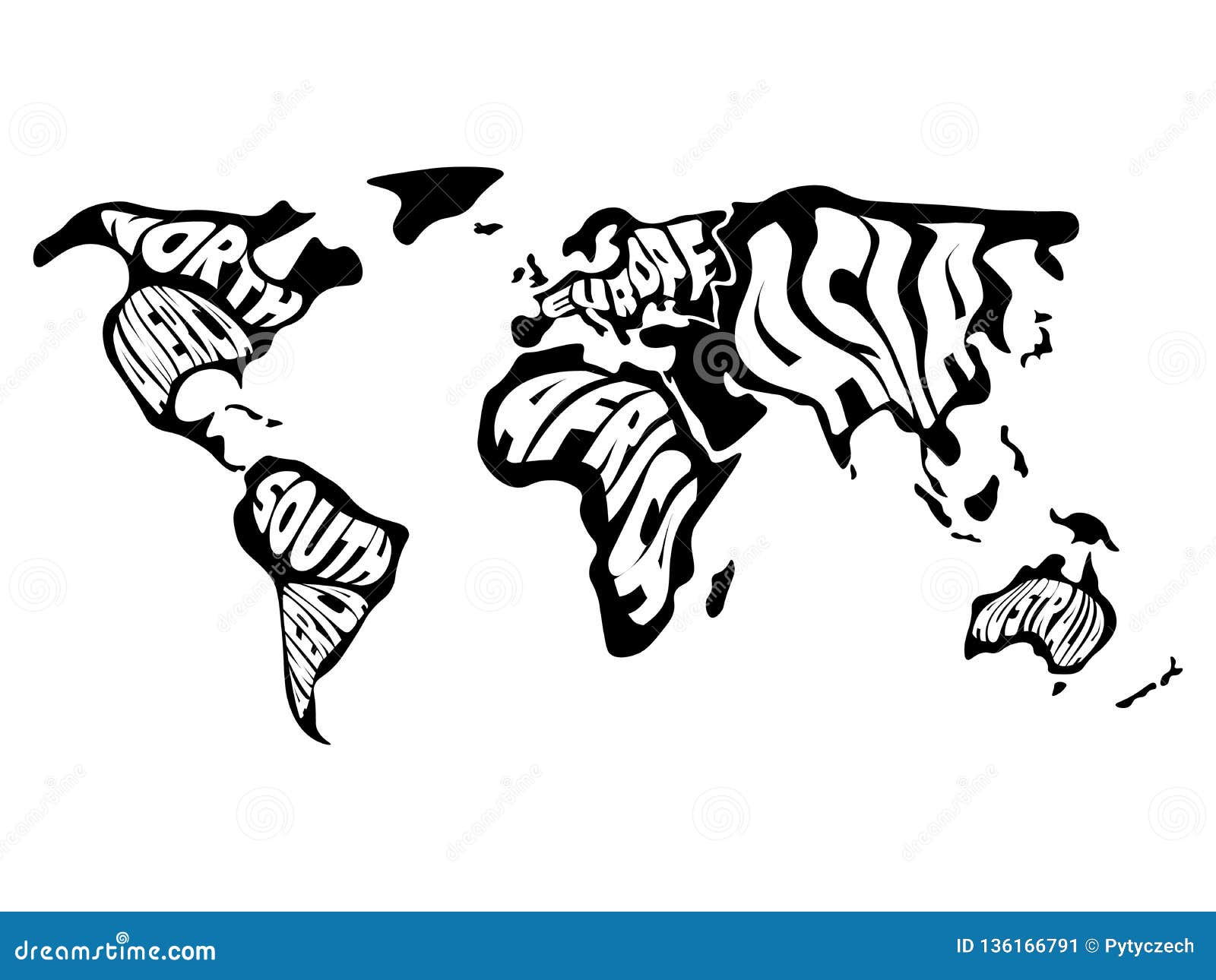 World Map Divided into Six Continents. Name of Each Continent Wrapped ... World Map Divided into Six Continents. Name of Each Continent Wrapped ...