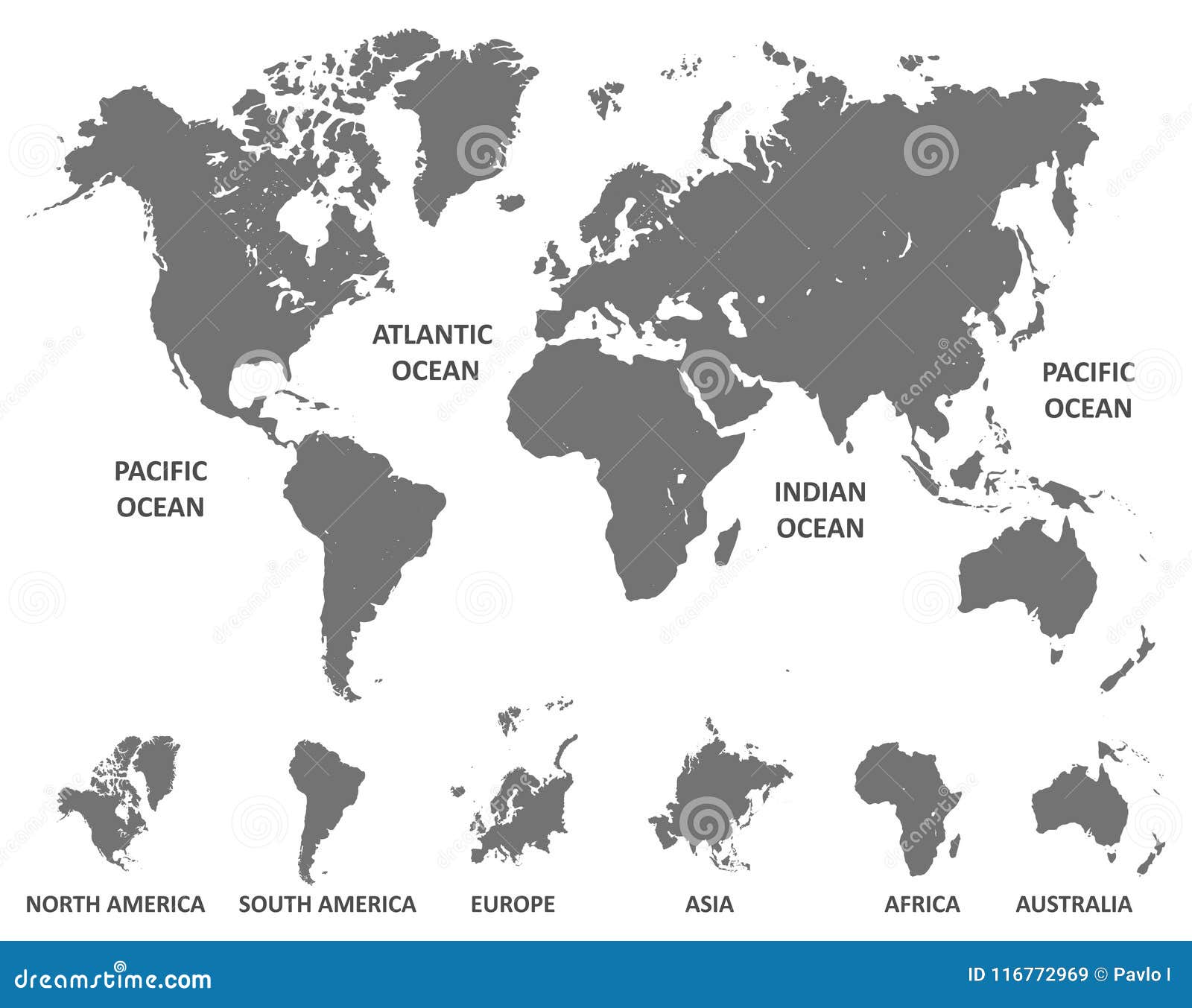 World Map with Division of Continent - Vector Stock Vector ...