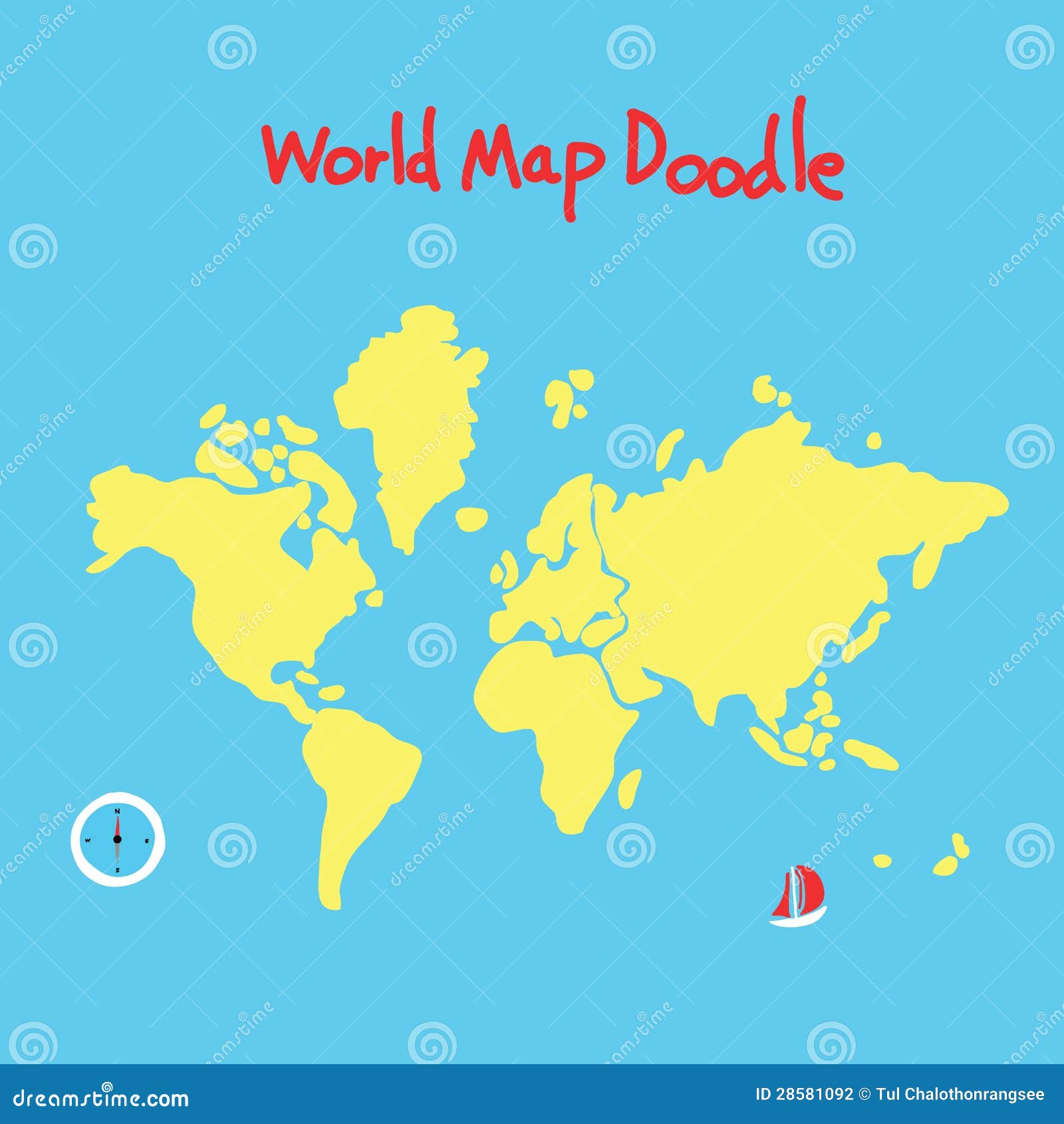 World map doodle stock illustration. Illustration of travel - 28581092
