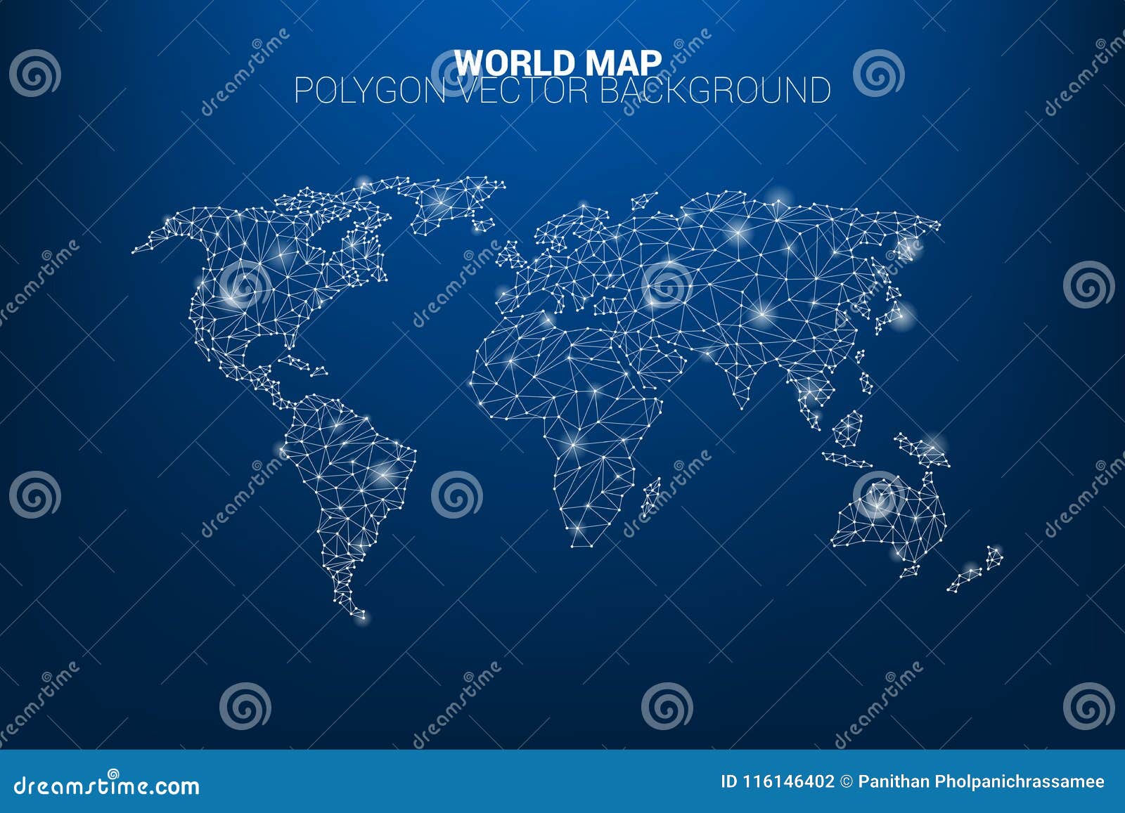 World Map Dot Connection Line Polygon: Concept Of Digital World, Data ...