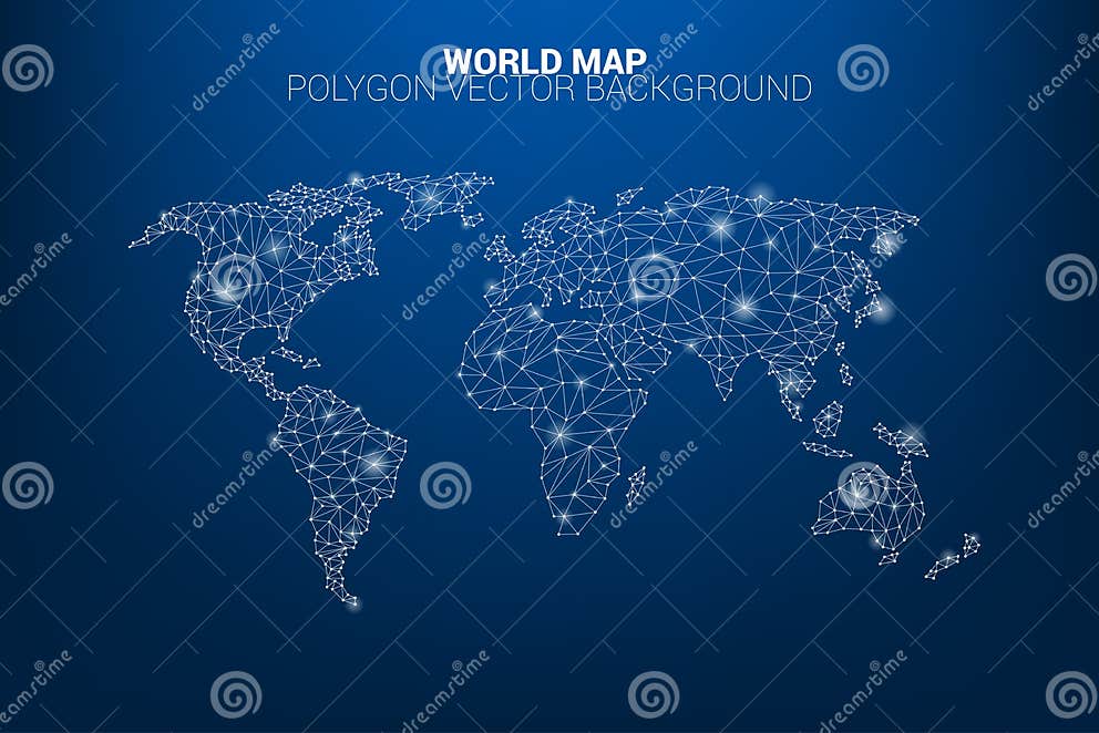World Map Dot Connection Line Polygon: Concept of Digital World, Data ...