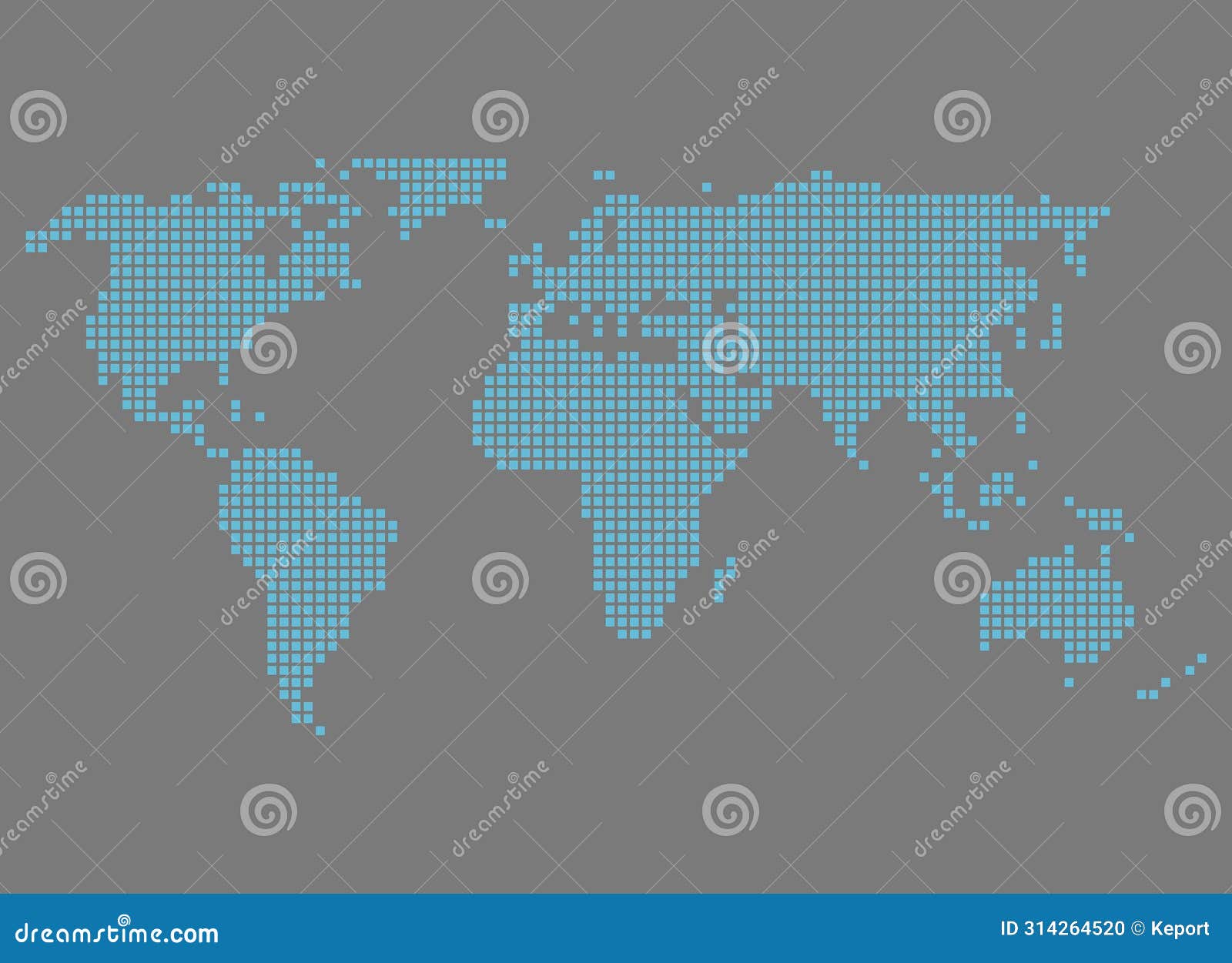 World Map with Dots Blue on Grey Stock Illustration - Illustration of ...