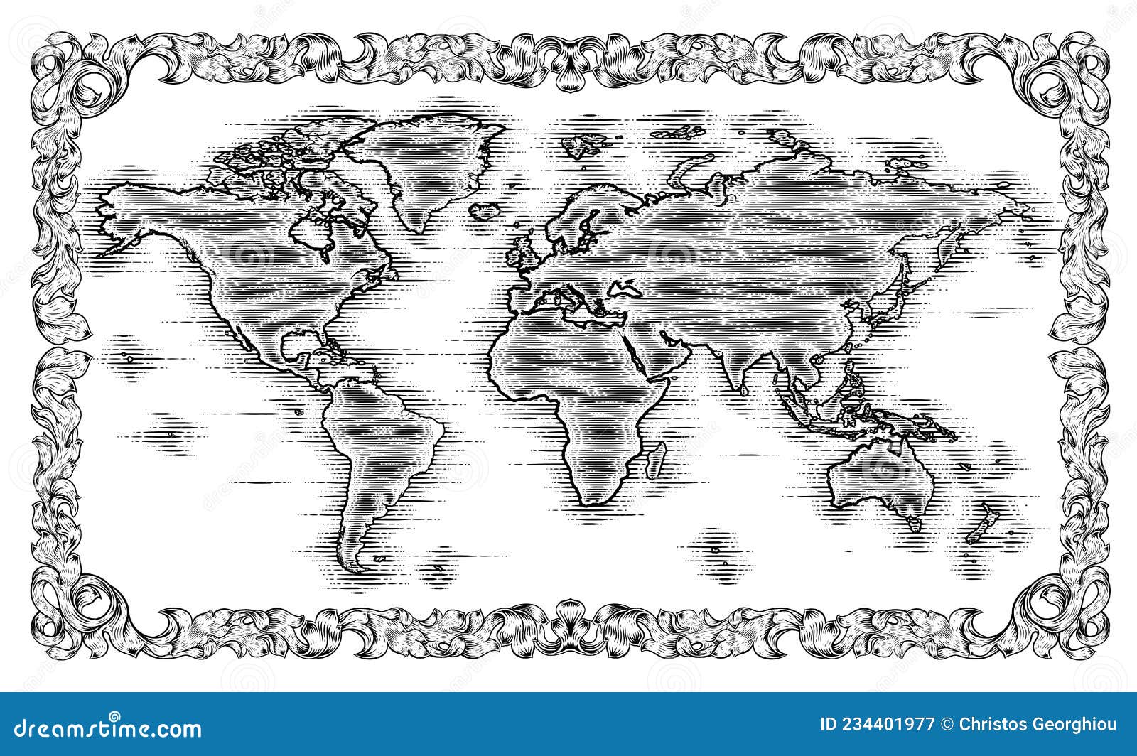 Engraved World Map On Leather Stock Illustration | CartoonDealer.com ...