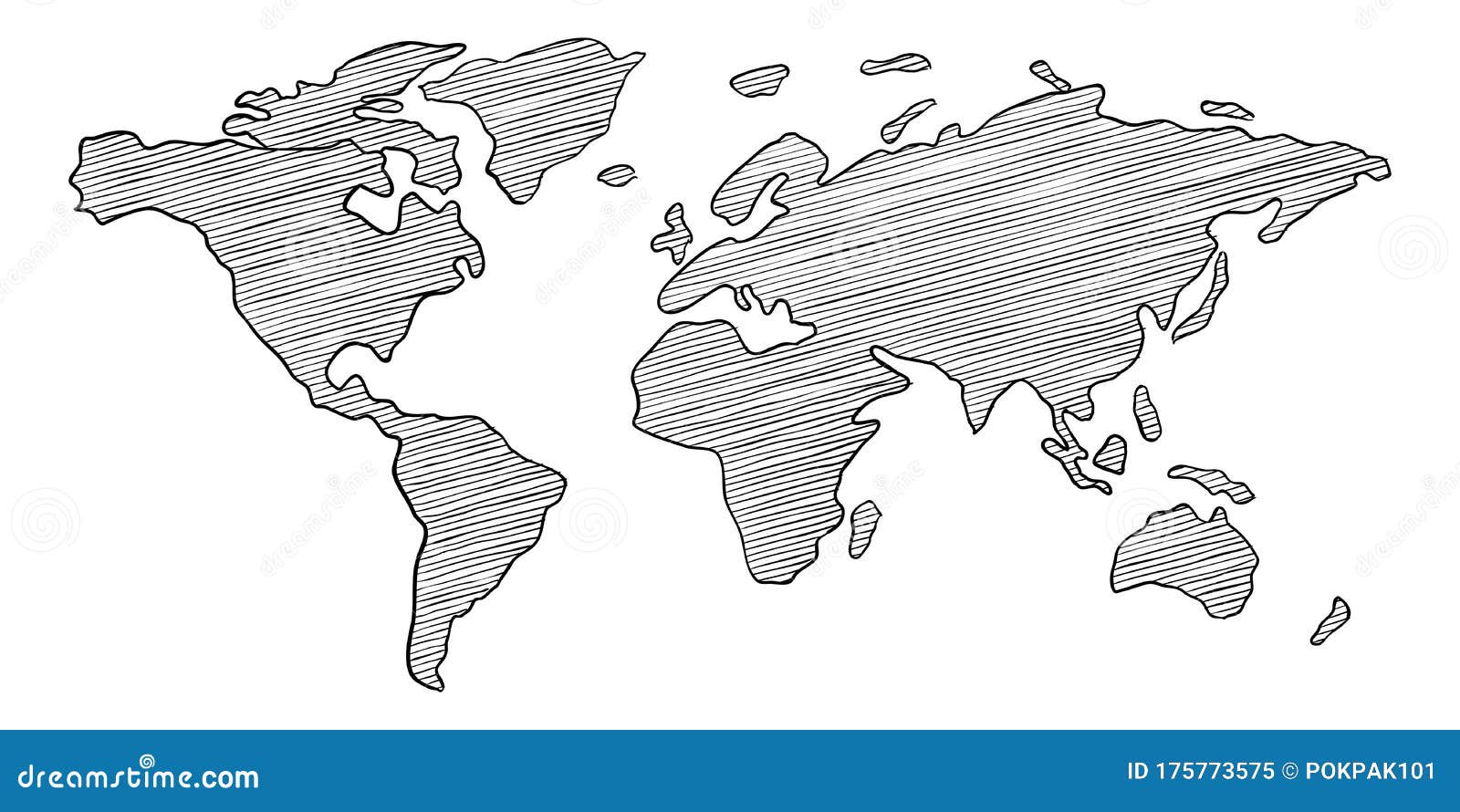 World map drawing stock vector. Illustration of australia - 175773575