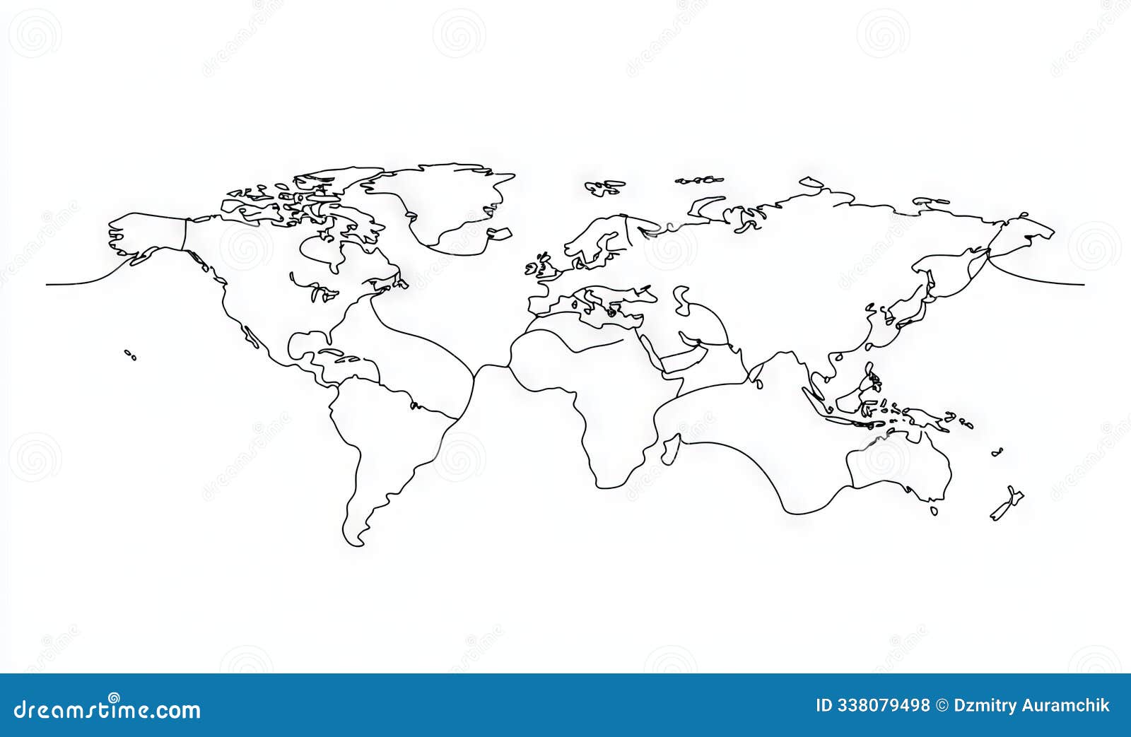 The World Map is Drawn Continuously in One Line. this is a Modern ...