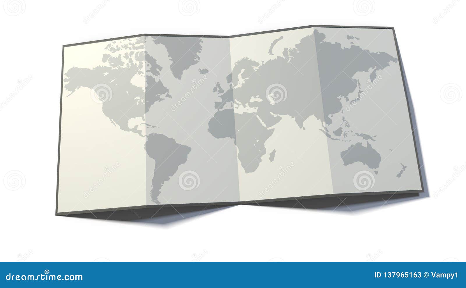 World Map, Drawn On A Folded Sheet, Planisphere Leaning On A Surface ...