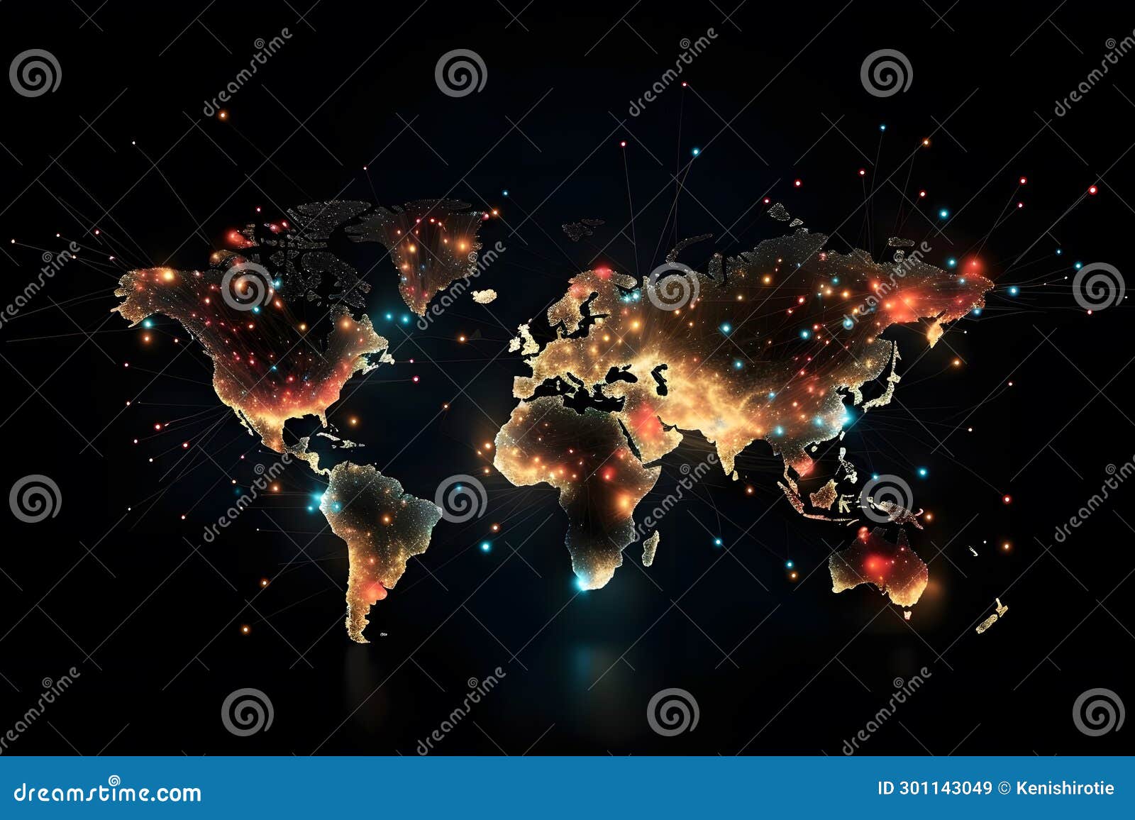 World Map of the Earth on Dark Background Stock Image - Image of ...