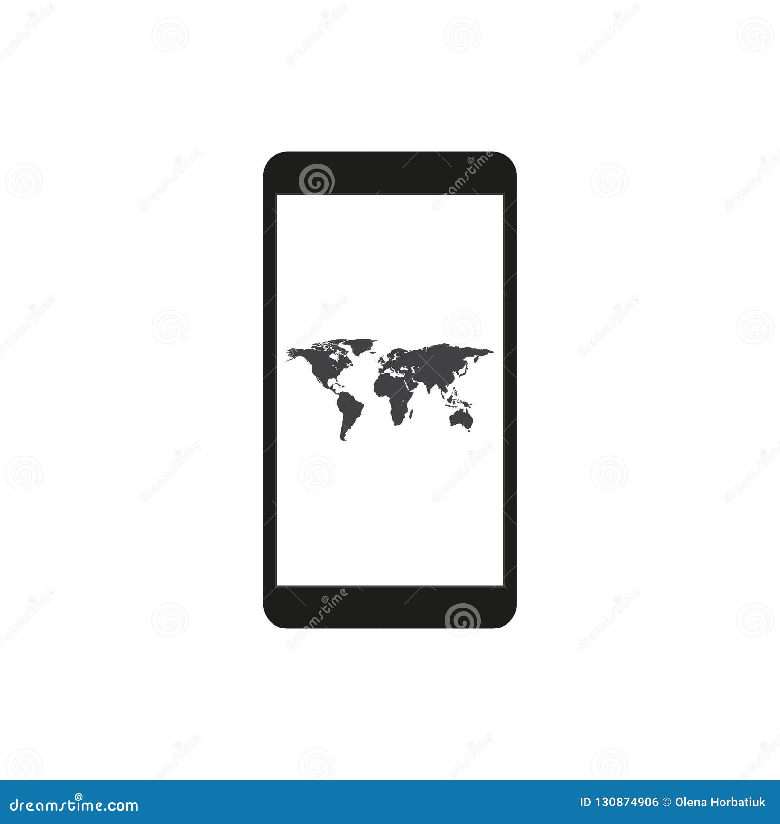 World Map, Earth on Mobile Phone. Stock Vector - Illustration of people ...