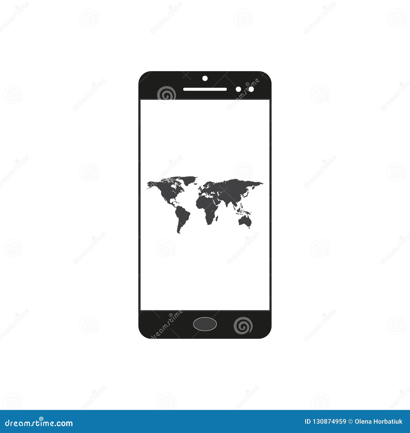 World Map, Earth on Mobile Phone. Stock Vector - Illustration of ...