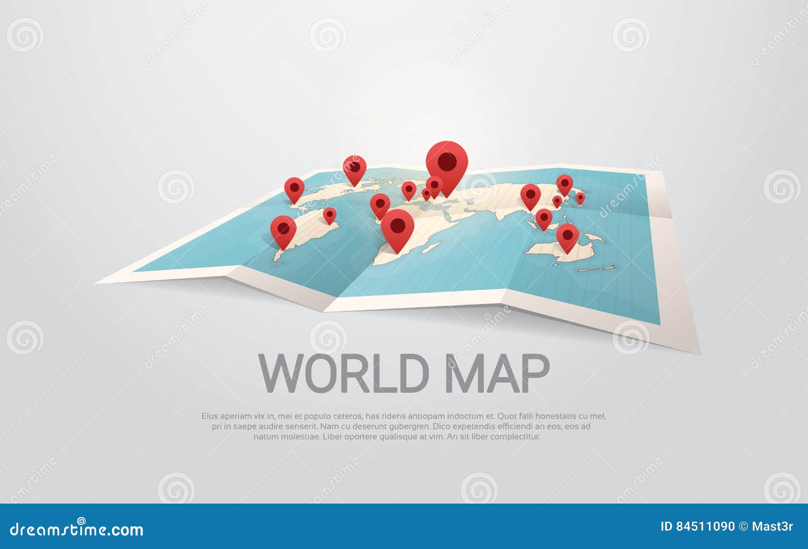 World Map Earth with Pins Travel Concept Stock Vector - Illustration of ...