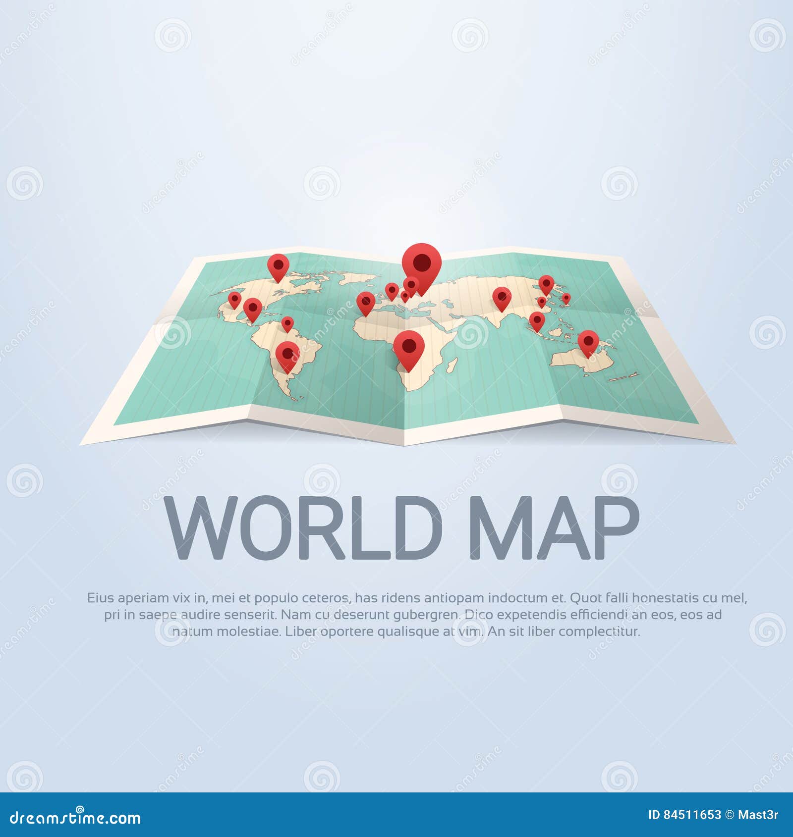 World Map Earth with Pins Travel Concept Stock Vector - Illustration of ...