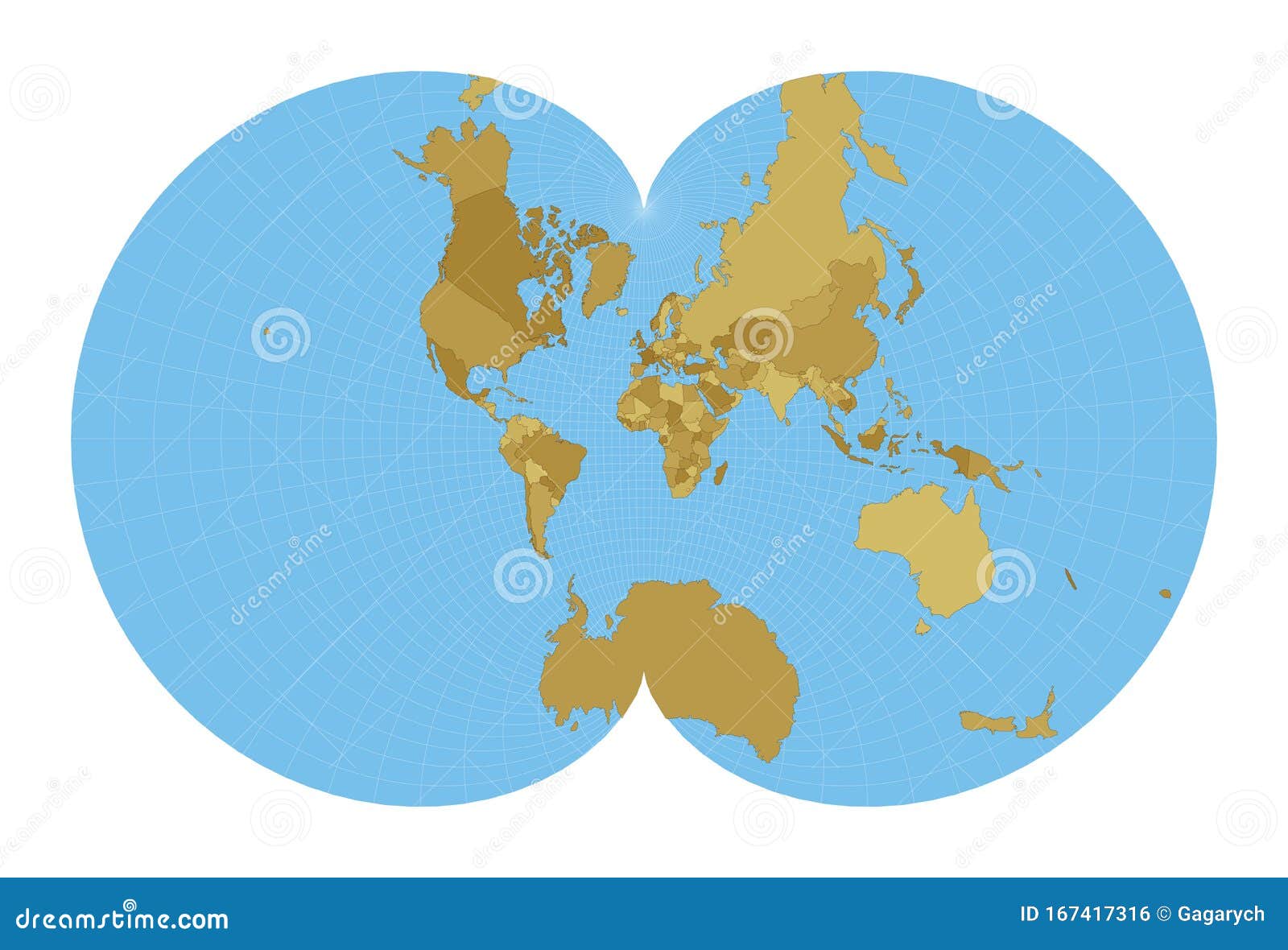 World Map. Eisenlohr Conformal Projection Stock Vector - Illustration ...