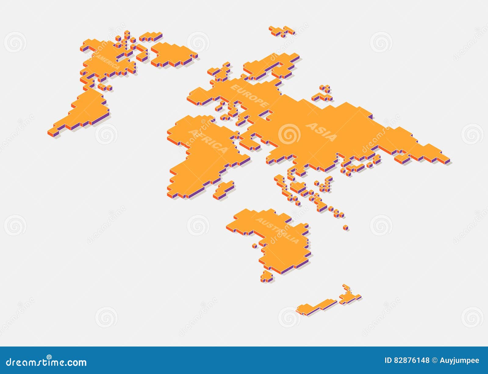 World Map Element with 3D Isometric Shape on Background Stock Vector ...