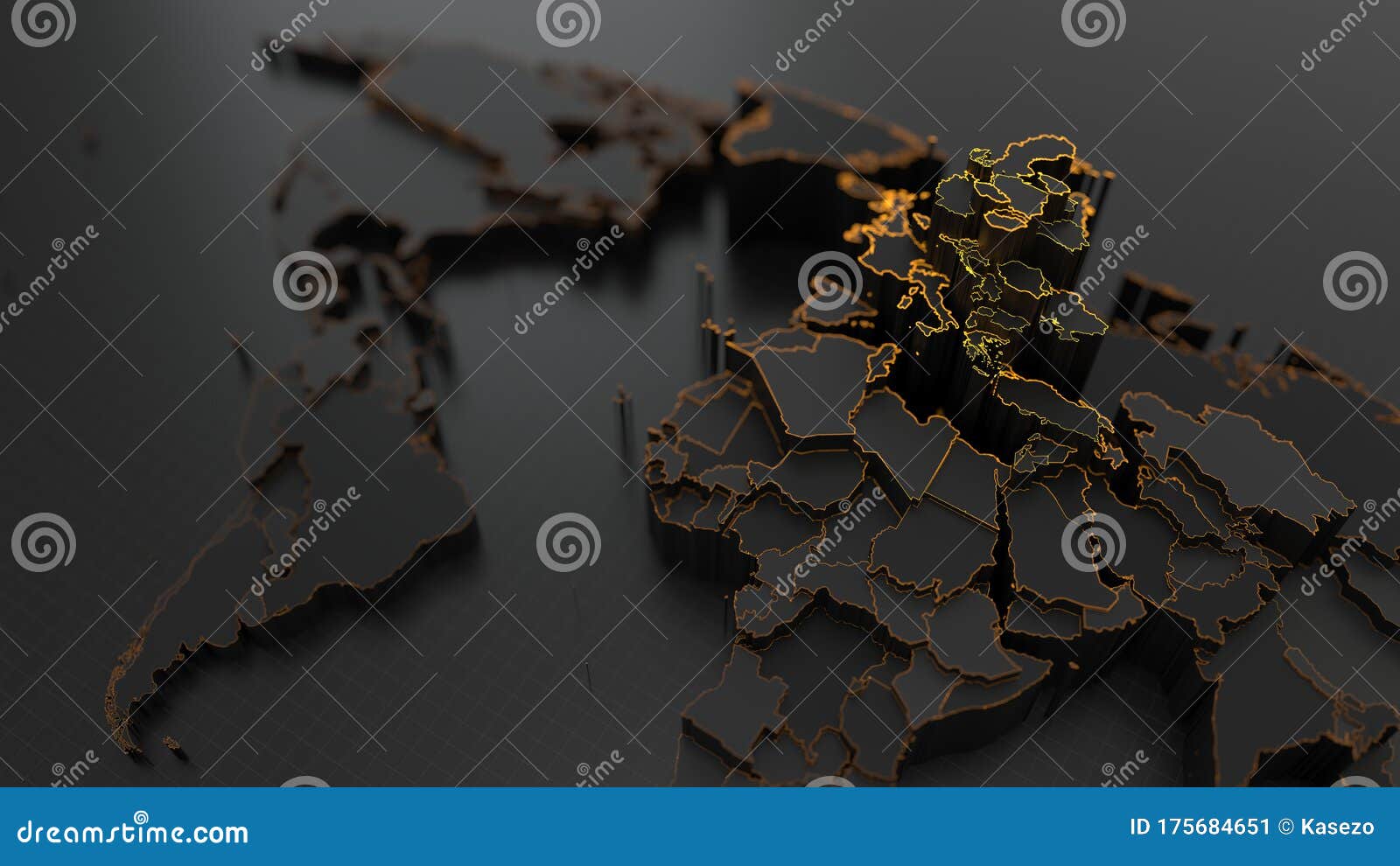 World Map with Elevated Countries. 3d Illustration Stock Illustration ...