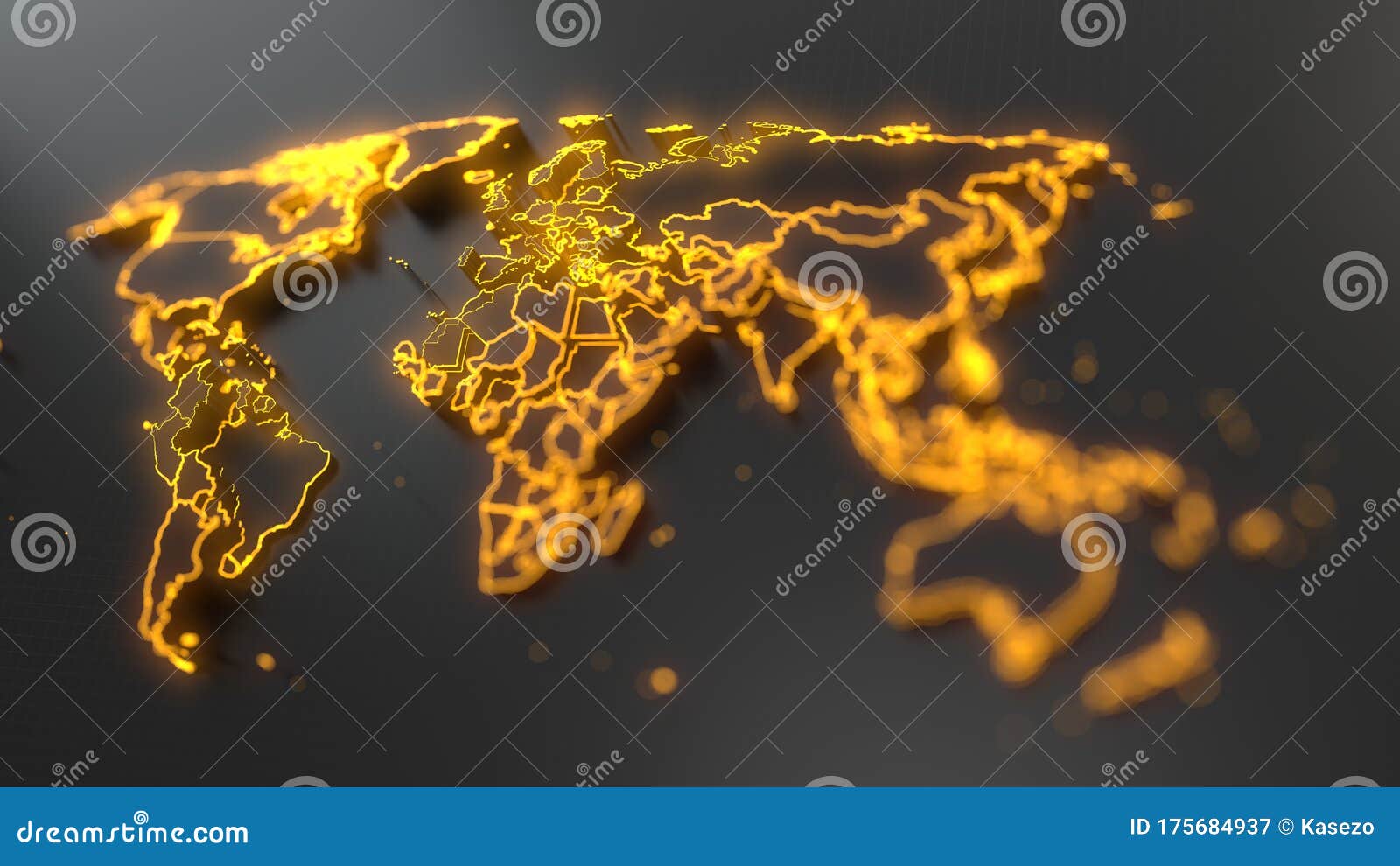World Map with Elevated Countries. 3d Illustration Stock Illustration ...