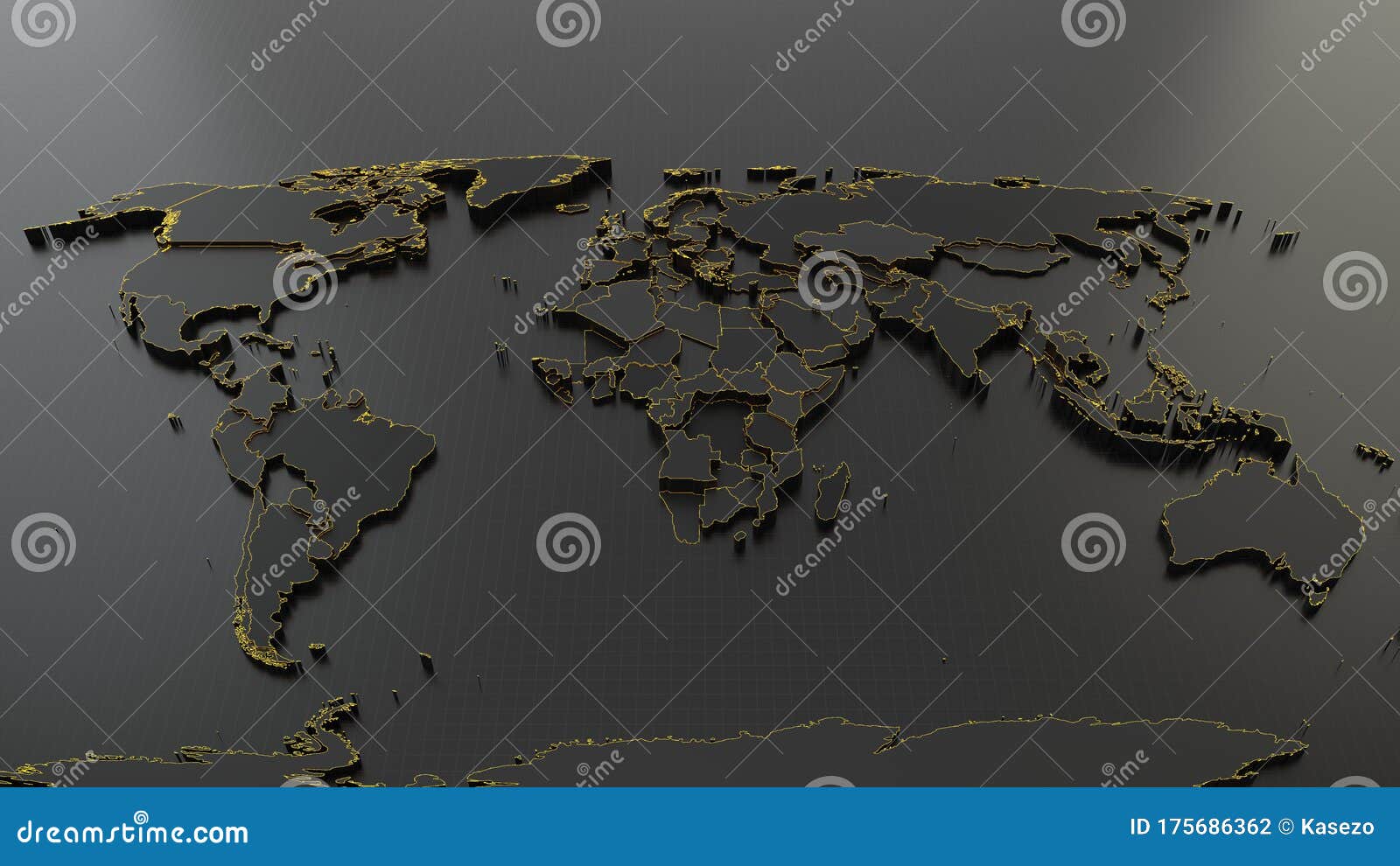 World Map with Elevated Countries. 3d Illustration Stock Illustration ...