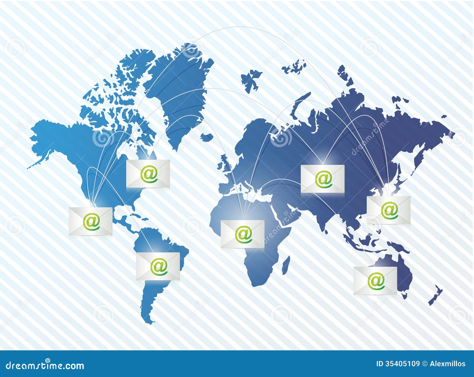 World Map and Email Communication Concept Stock Illustration ...